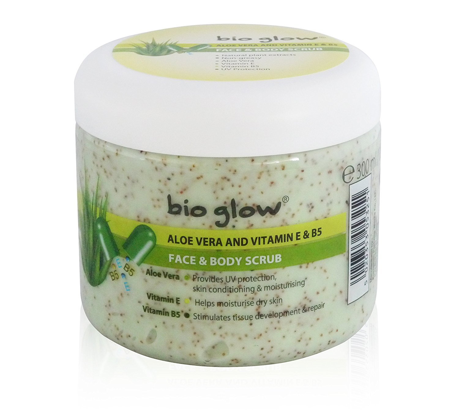 Amazon.com: Bio Glow ALOE VERA Face & Body Scrub Vitamin E and B5 UV ...