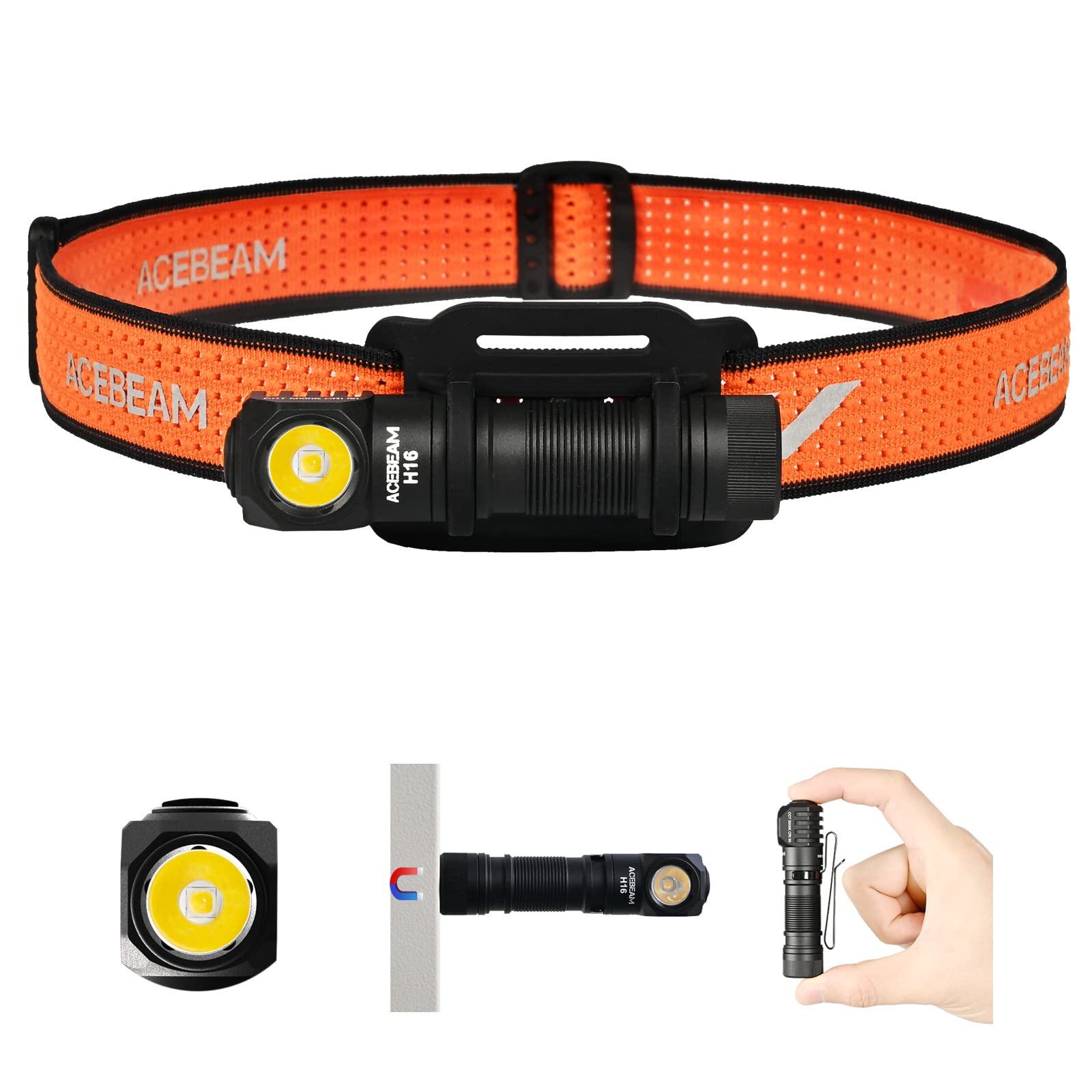 ACEBEAM H16 650 High Lumens Rechargeable Led Headlamp, EDC AA Right ...
