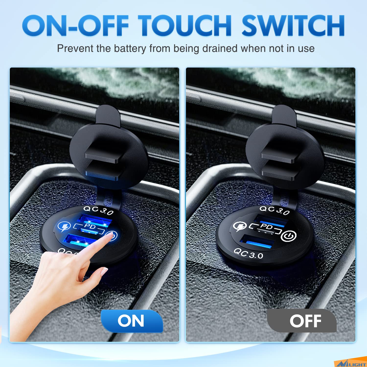 Mua Nilight Dual USB Socket PD Type C and QC3.0 12V 24V Car Outlet ON ...