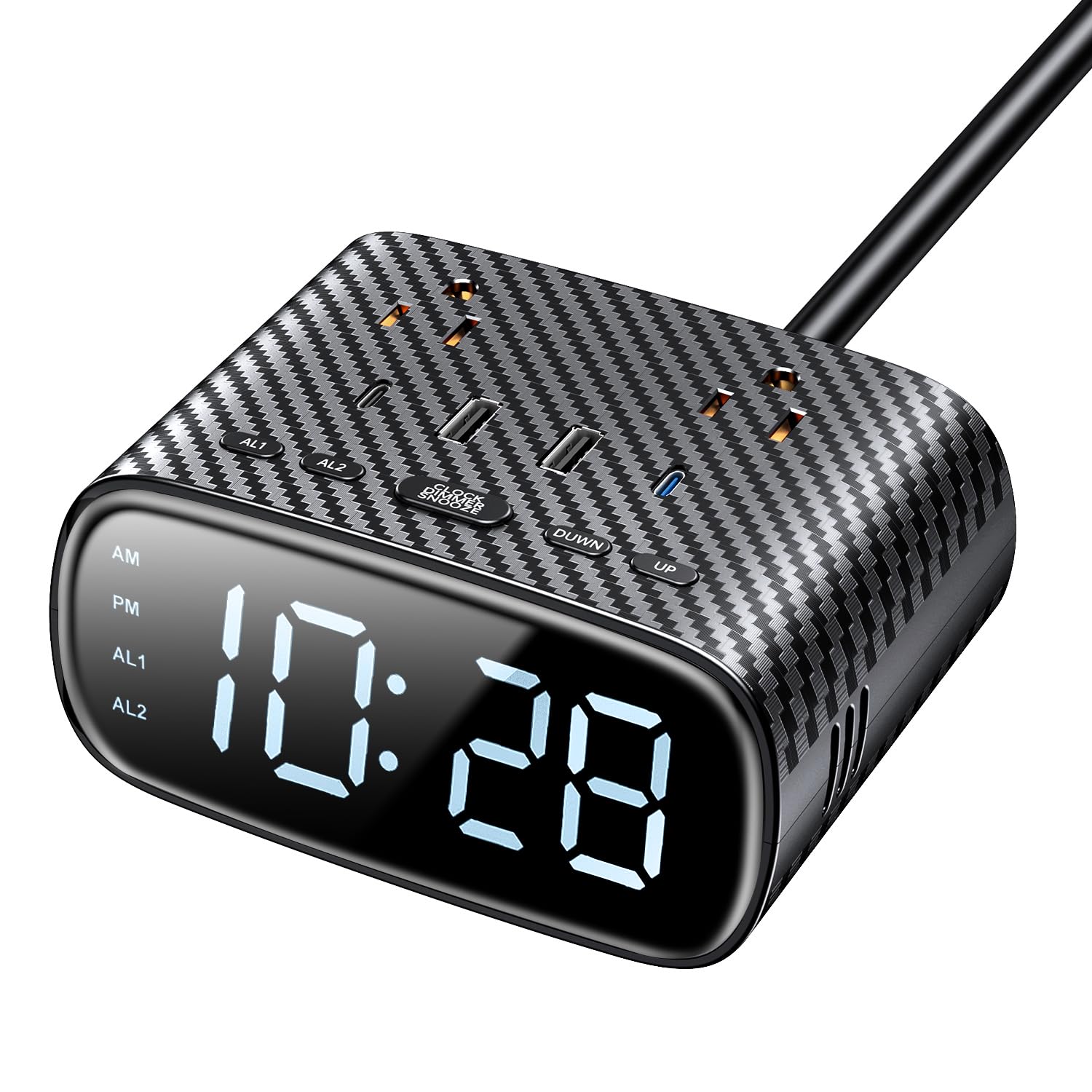 Mua Alarm Clock with 2 USB-C, 2 USB-A Chargers Power Strip 2 Outlets ...
