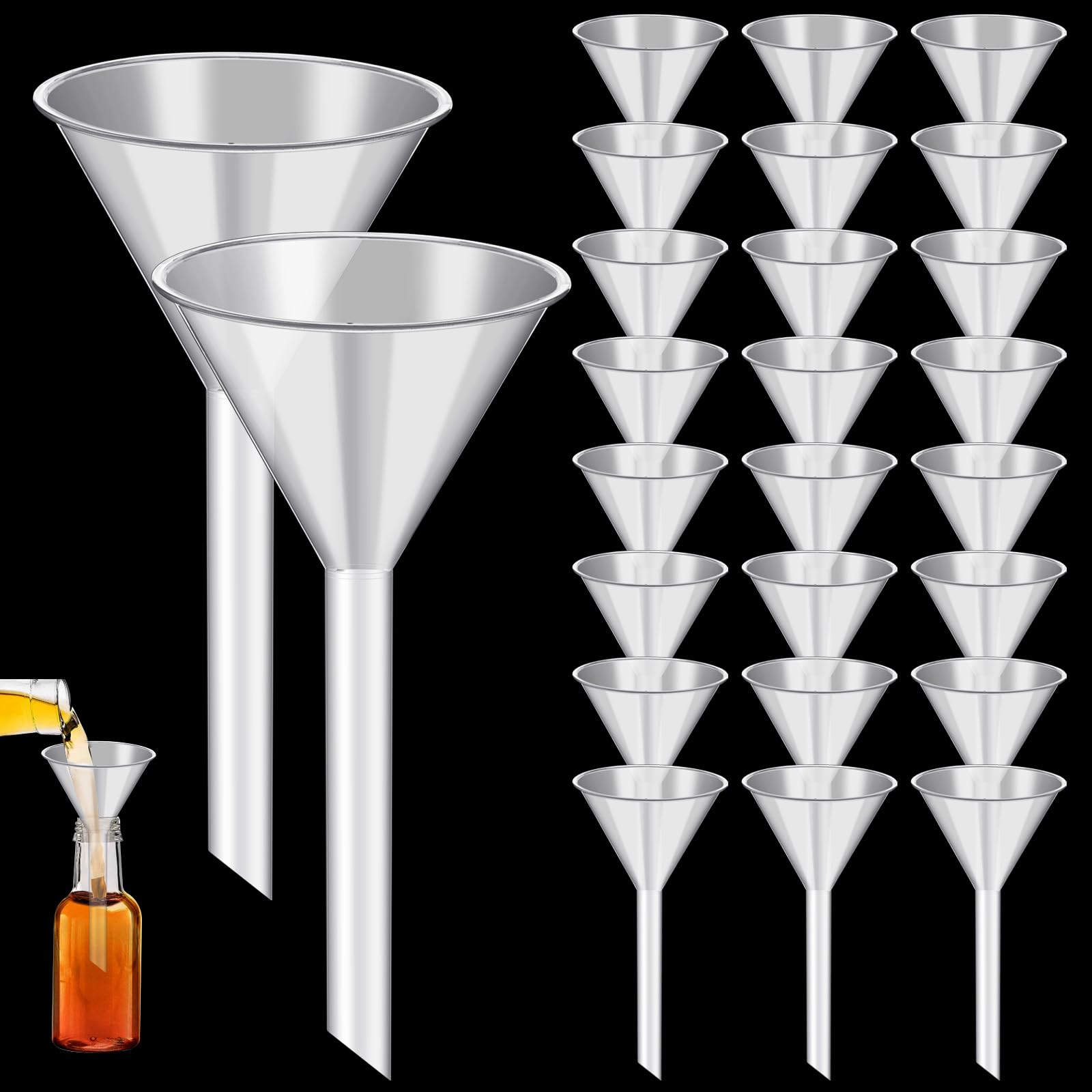 Elesunory 25Pcs 3.5 Inch Plastic Funnels, Wide Mouth Funnels for ...