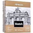Artecho Sketch Book 9 x 12 Inch, 100 Sheets 90gsm, Spiral Sketchbook, Hardcover Sketchbook, Acid ...