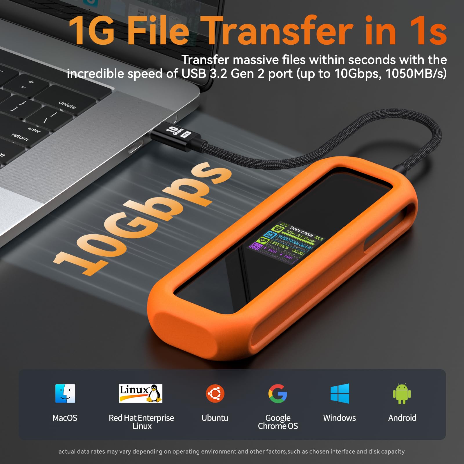 Mua DOCKCASE Visual Smart M.2 NVMe SSD Enclosure (with Silicone Case ...