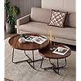 Amazon.com: GTIWROTN Round Coffee Tables Living Room Set of 2, Nesting ...