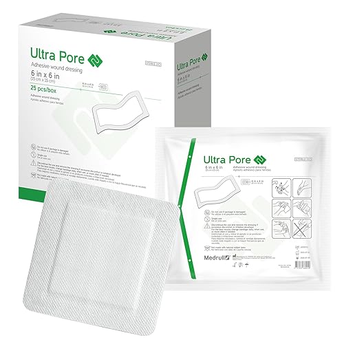 Medrull Sterile Wound Dressing 6x6 Large Adhesive Bandages Ultra Pore ...