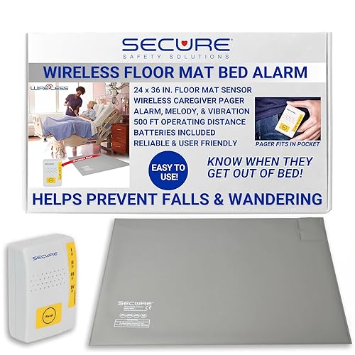Secure Bed Alarm for Elderly Adults - Wireless 24" x 36" Floor Mat ...
