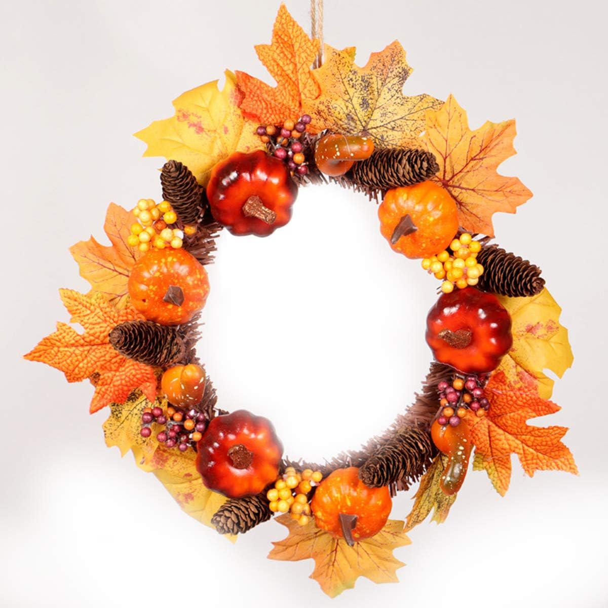 Corona artificial de calabaza de otoño, 33 cm, corona de flores falsas ...