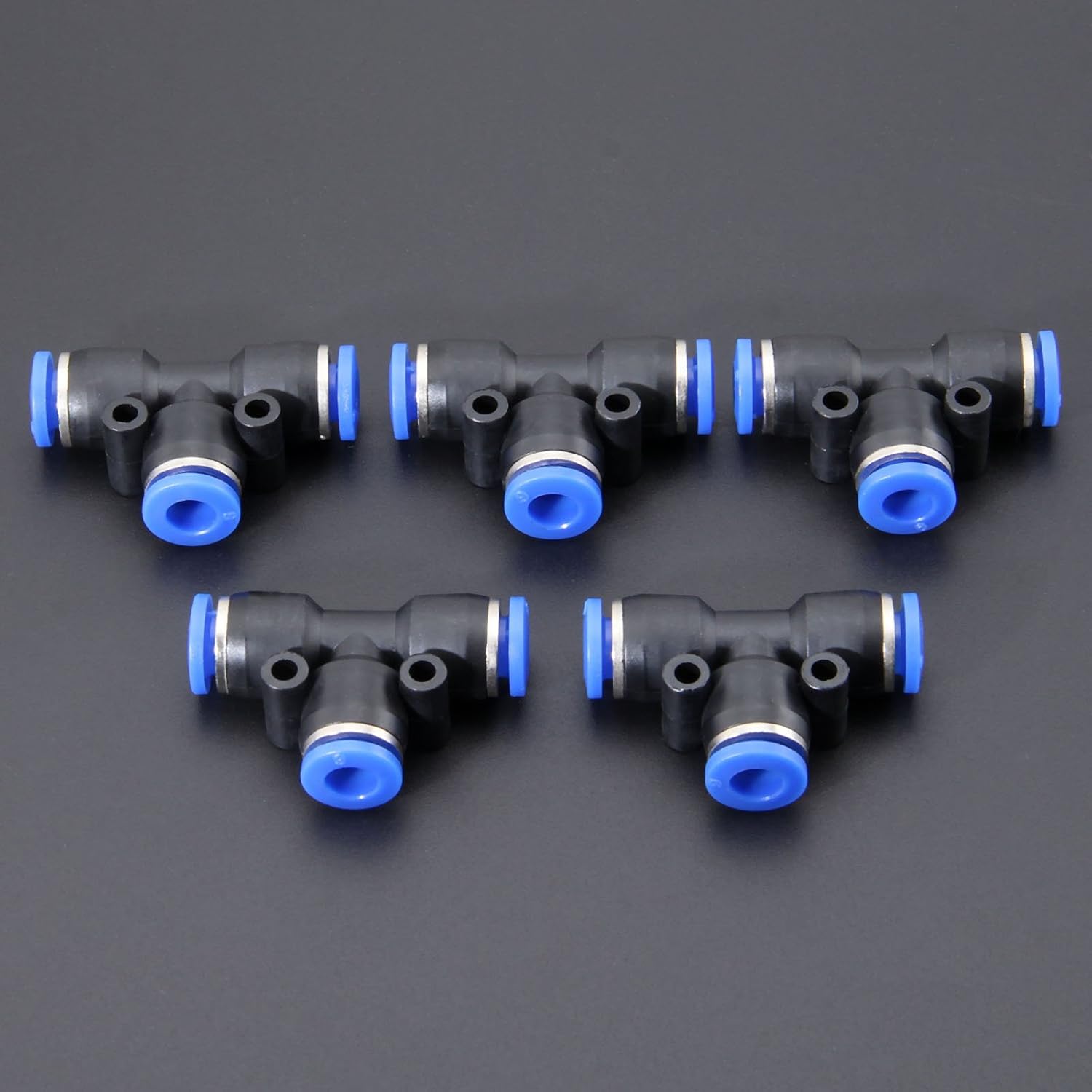 5pcs Water Hose Quick Connect T-Junction PE6 Pneumatic Air 3 Way Quick ...