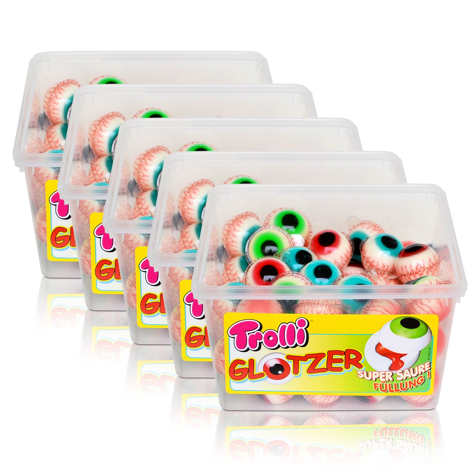 5x Trolli Glotzer Schaumzucker Gummibonbons mit saurer fruchtiger ...