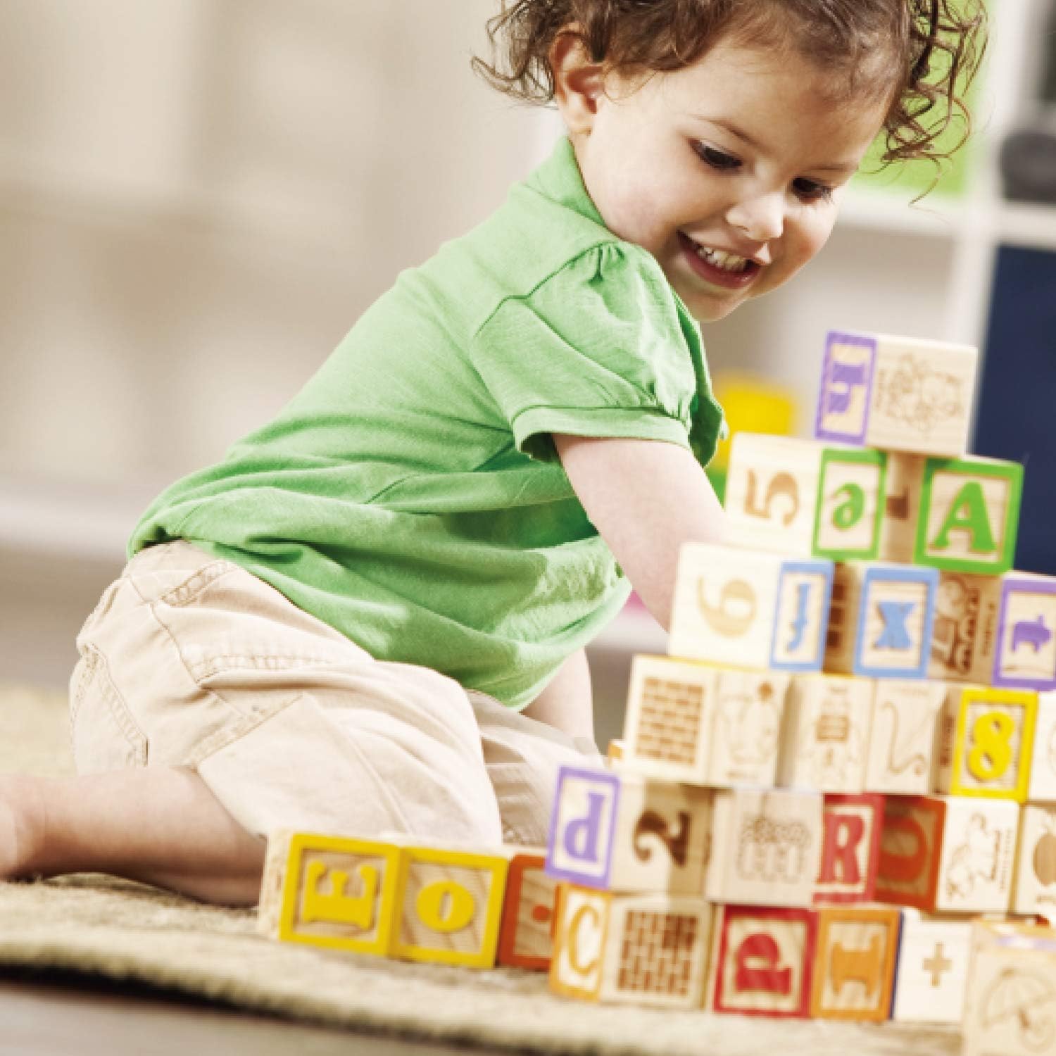 SainSmart Jr. Wooden ABC Blocks 40PCS Stacking Blocks Baby Alphabet ...