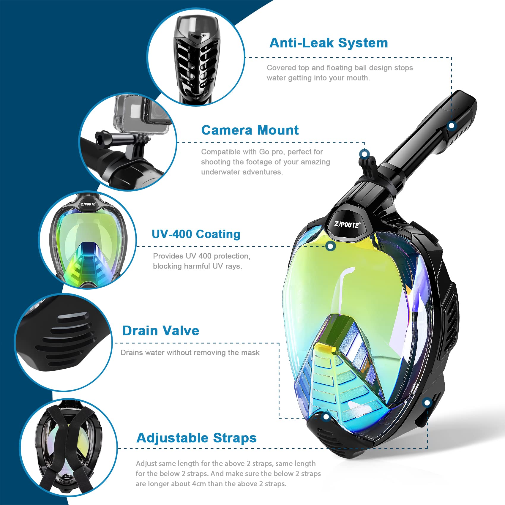 Mua Snorkel Mask Full Face, Full Face Snorkel Mask Adult and Kids with ...