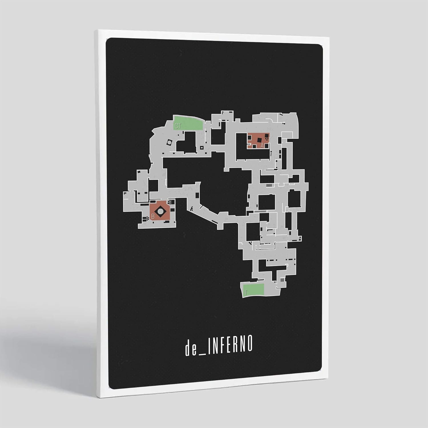 Amazon.com: de_Inferno Map; Gaming Poster, Unframed, Wall Art, Gaming ...