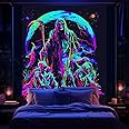 Amazon.com: Blacklight Skull Tapestry, Trippy UV Grim Reaper Skeleton ...