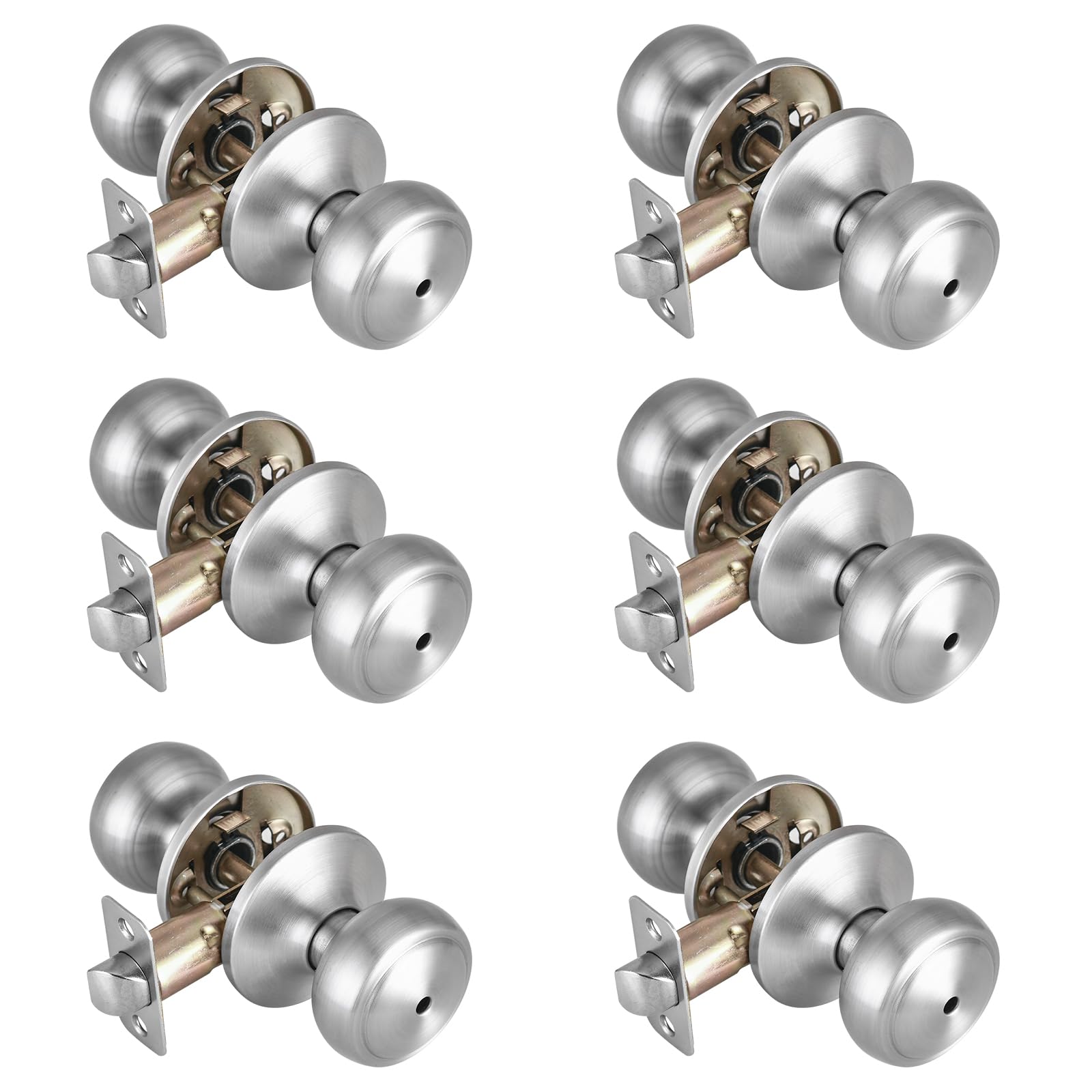 NCSEN 6 Pack Brushed Nickel Door Knobs Interior, Coastal Style Door ...