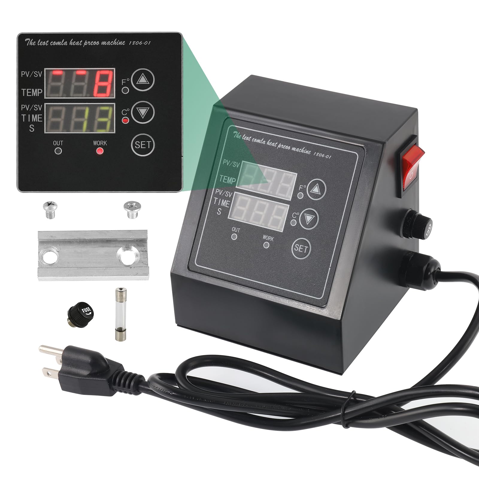 POWLAB 1400W Digital Heat Press Machine within 15"x15" with Time ...