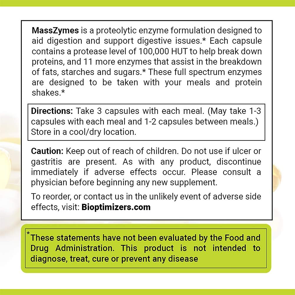 MassZymes – Digestive Enzyme Supplement – with Proteolytic Enzymes (250 ...