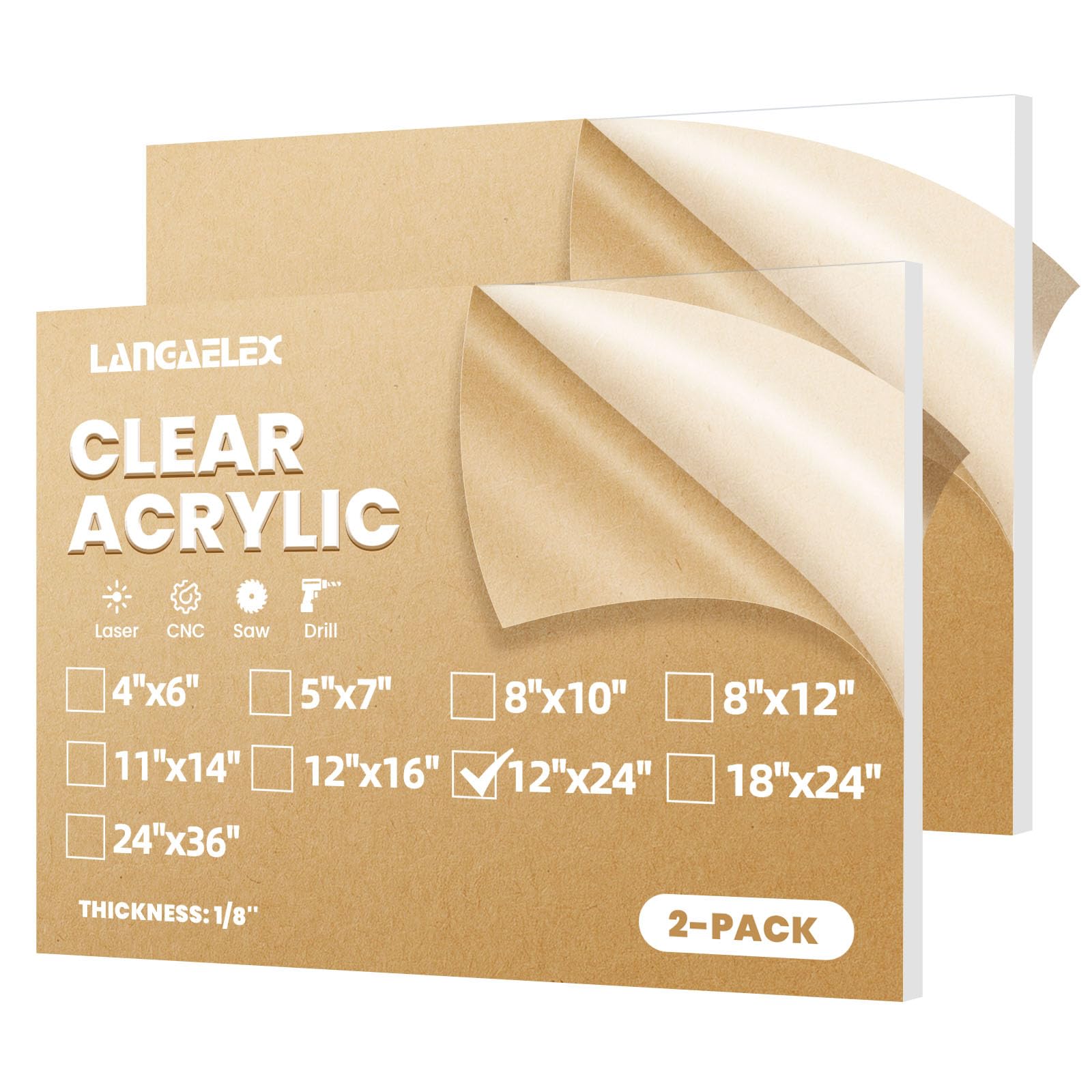 Mua Plexiglass Sheets 1/8" (3mm) Thick - 2 Pack of 12x24 Clear Cast ...