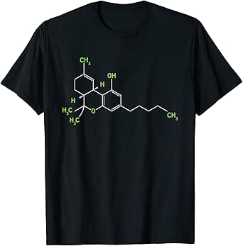 Amazon.com: Cannabis Shirt Weed Pot Molecule THC Marijuana Stoner Gift ...