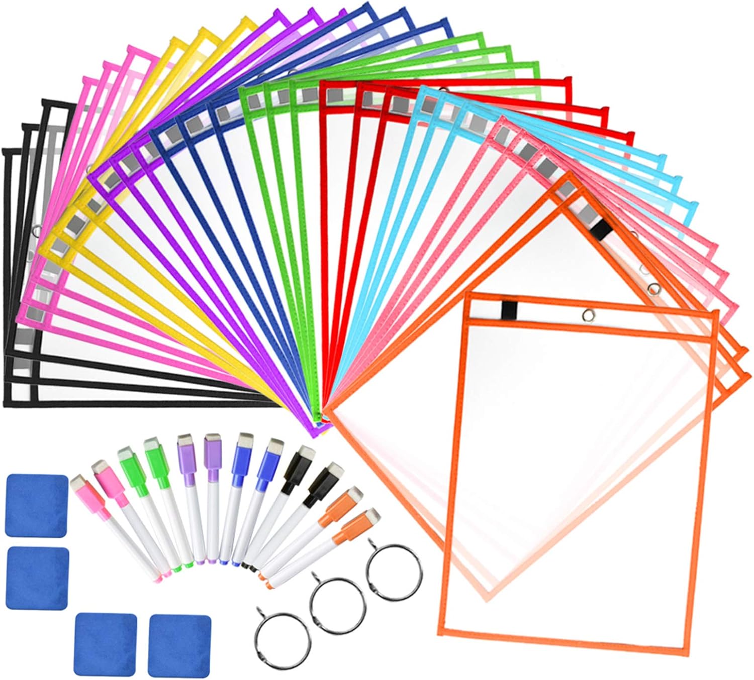 Dry Erase Pockets Sheet Protectors 30 Pack Reusable Oversized 10 X 13 Clear Durable 