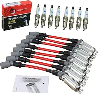 Amazon.com: Dragon Fire Performance Ignition Tune Up Kit Spark Plug Wire Set & Iridium Spark ...