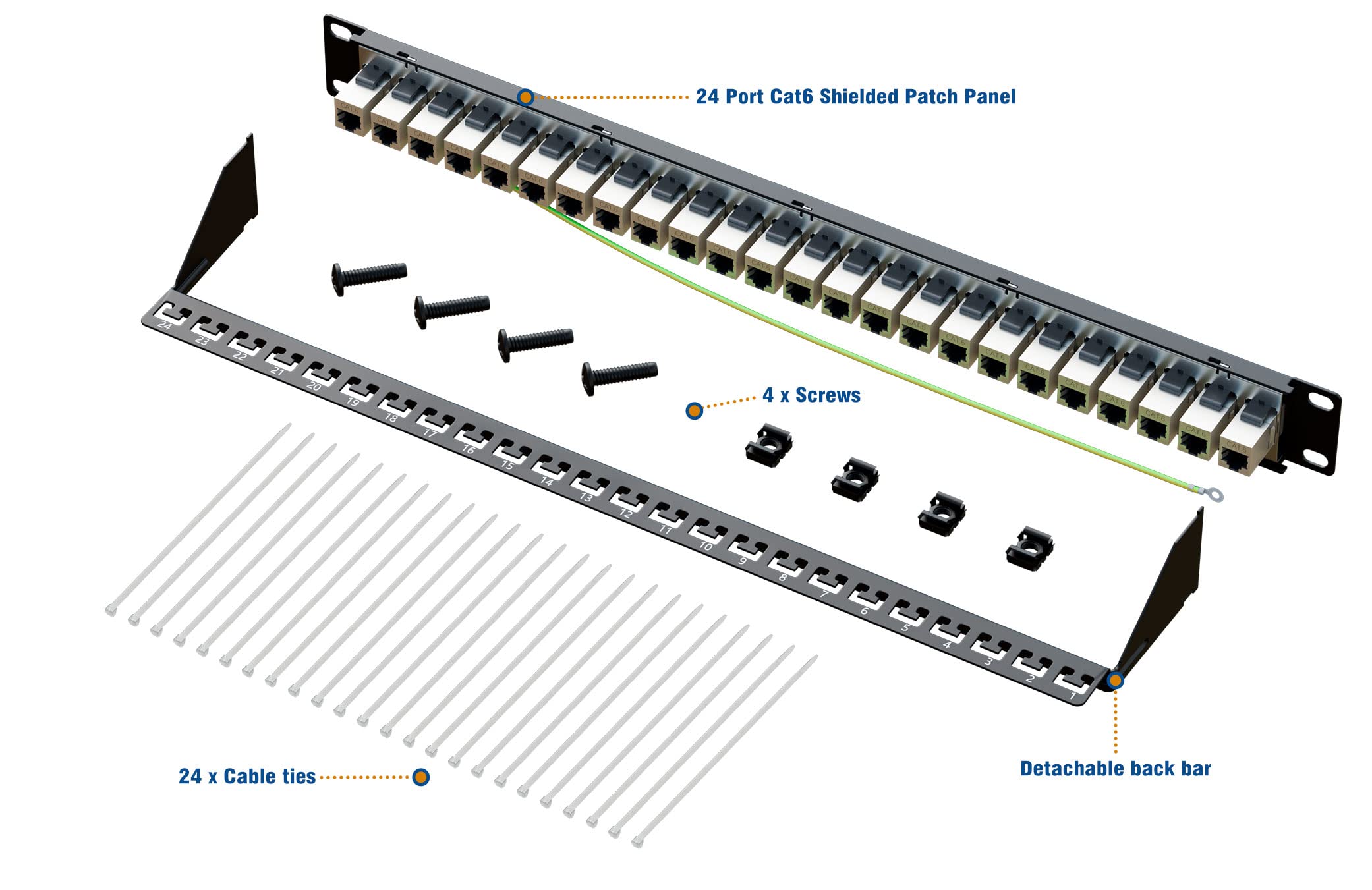Mua iwillink 10Gbps Patch Panel 24 Port, RJ45 Through Coupler Cat6 ...