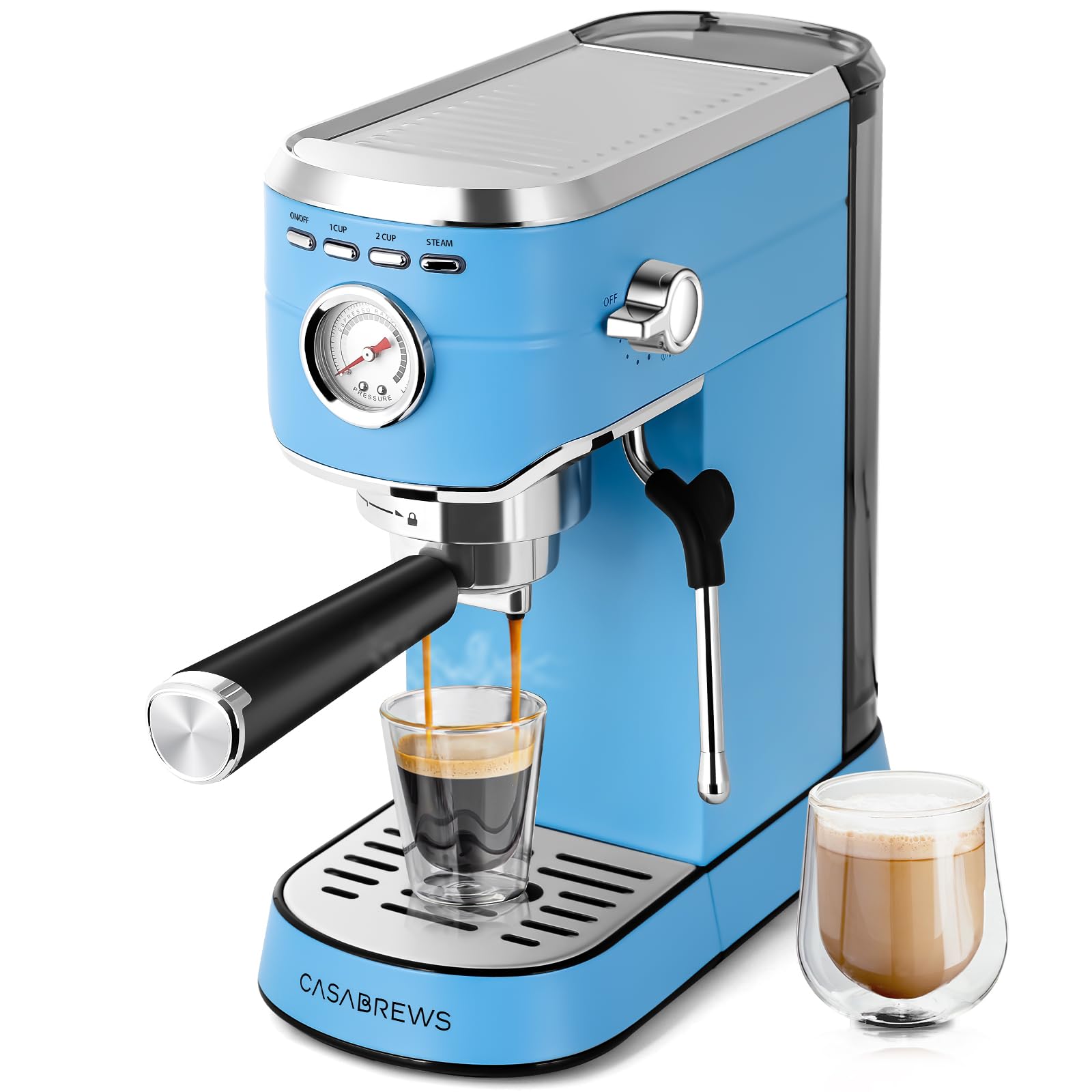 CASABREWS Espresso Machine 20 Bar, Stainless Steel Espresso Maker with ...
