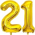 Amazon.com: 40 Inch Gold 21 Number Balloons Giant Jumbo Huge 12 or 21 Foil Mylar Helium Number ...