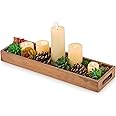 Amazon.com: Hanobe Rectangular Long Narrow Tray: Rustic Wooden ...
