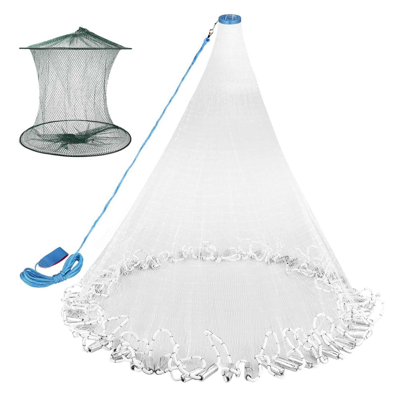 Neween Cast Net for Fishing with Shrimp Cage, American Freshwater ...