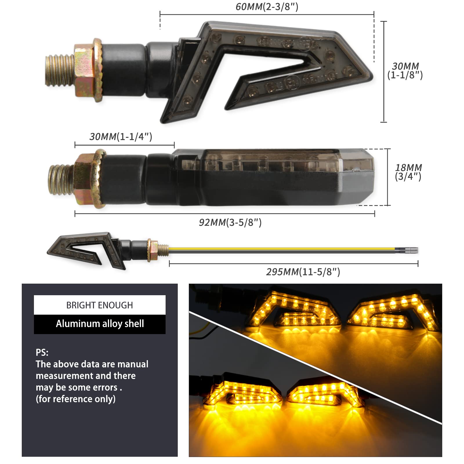 Mua JMTBNO 4PCS Arrow Motorcycle Turn Signals Lights Universal 15 LED ...
