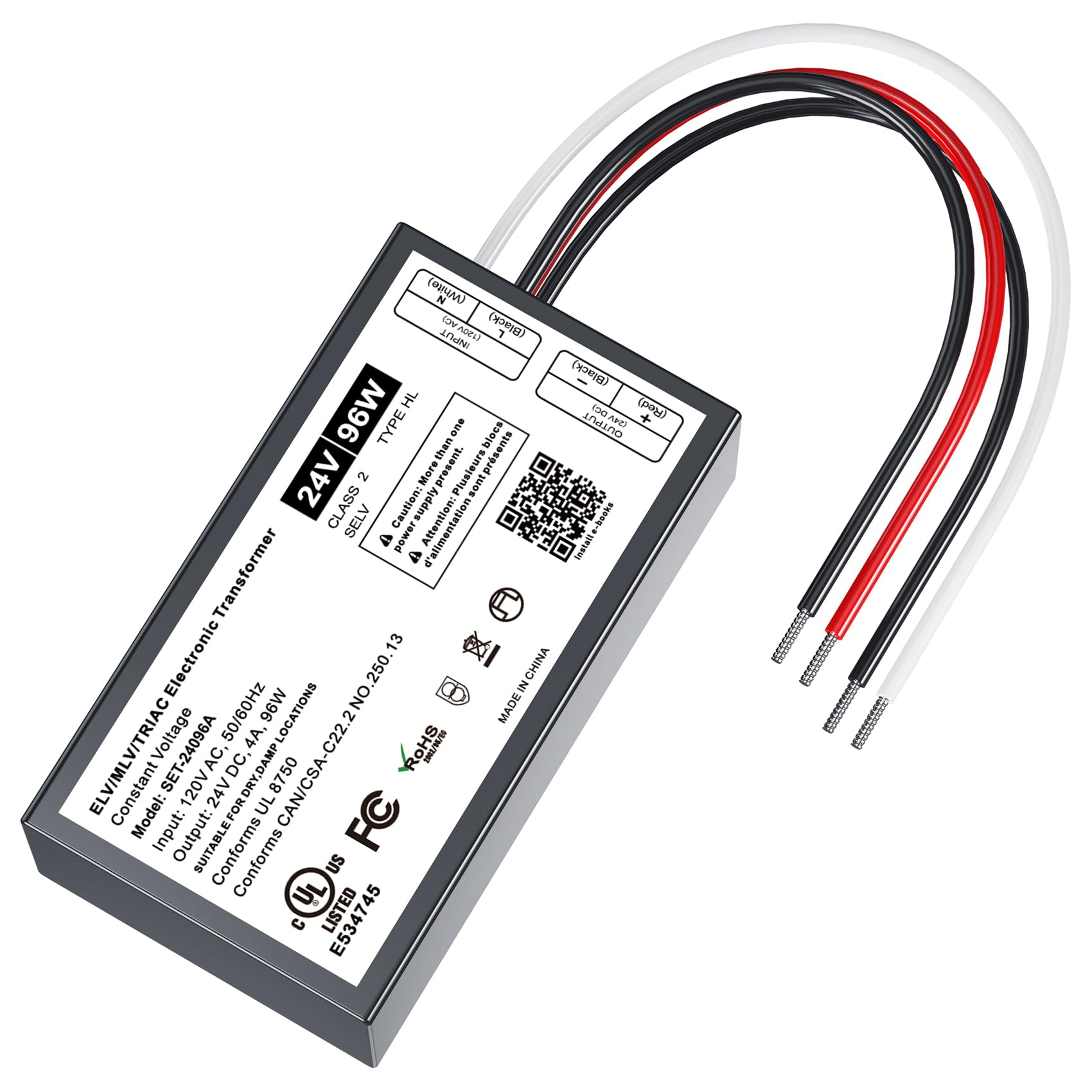 96W Dimmable LED Driver 24V, Triac/ELV/MLV AC to DC Compatible with ...
