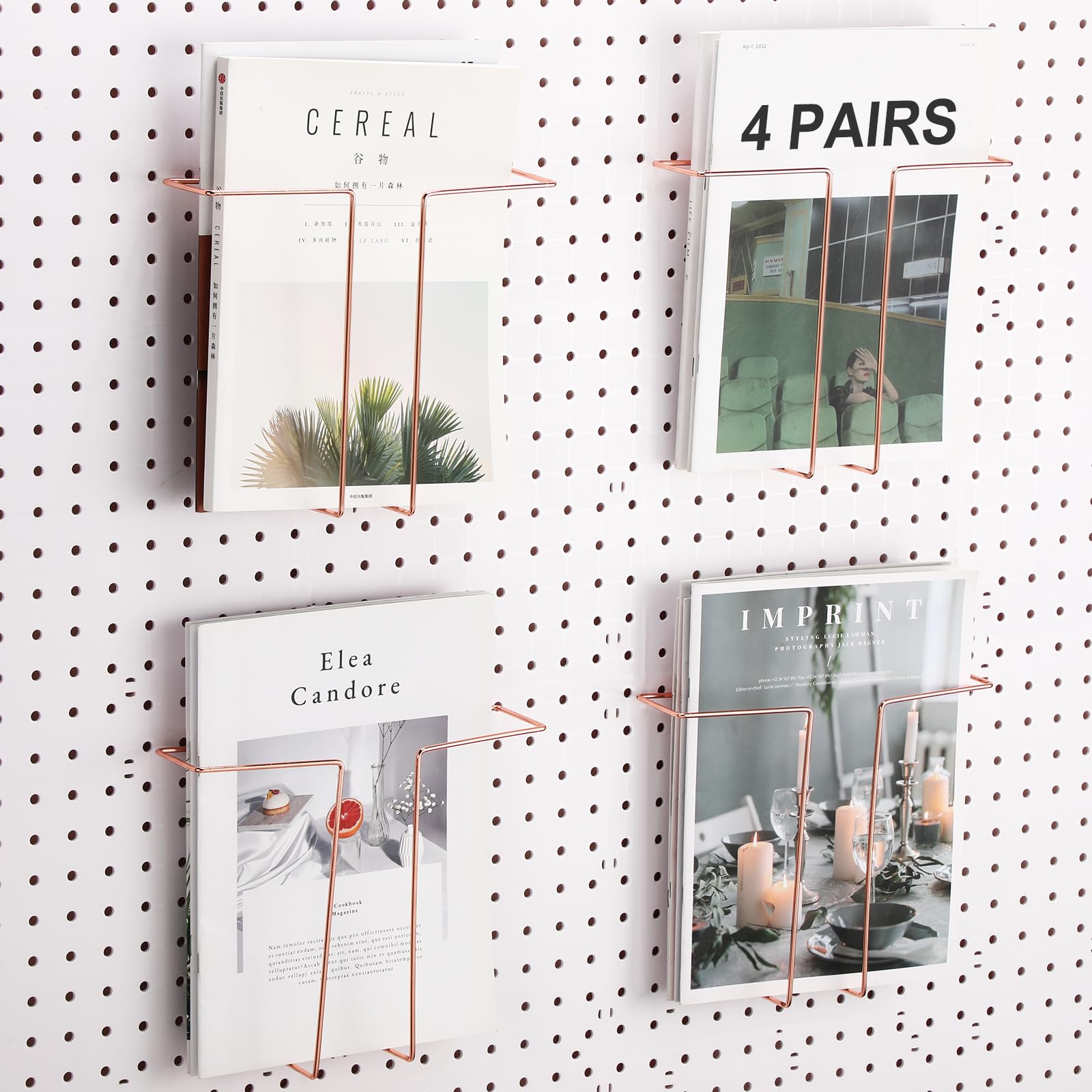 Beeveer 4 Pair Pegboard Display Shelves Expandable Width Metal Magazine ...
