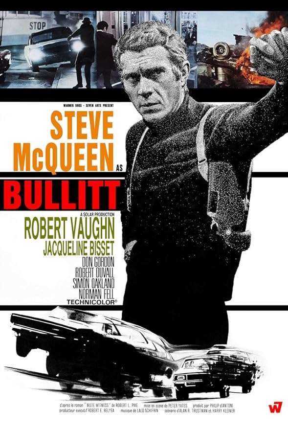 Amazon.com: Bullitt (Steve McQueen) Movie Poster 13x19" (33.02 x 48.26 ...