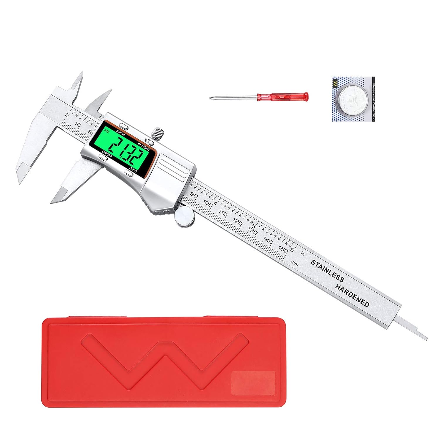 CAMWAY Digital Caliper Digital Vernier Caliper with Backlight 6 Inch ...