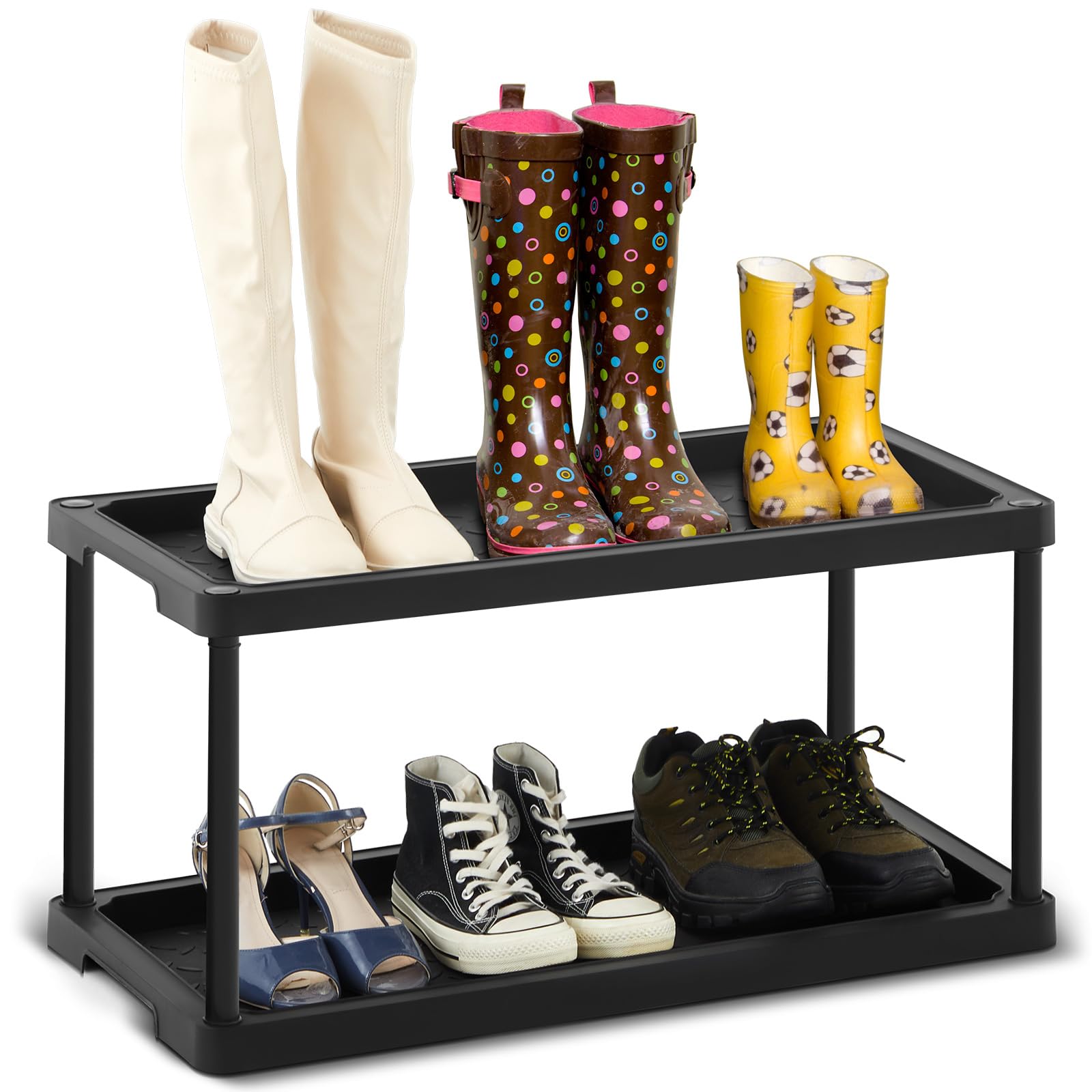 Cinnvoice Boot Shoe Organizer Rack Plastic Boot Tray Large Waterproof ...