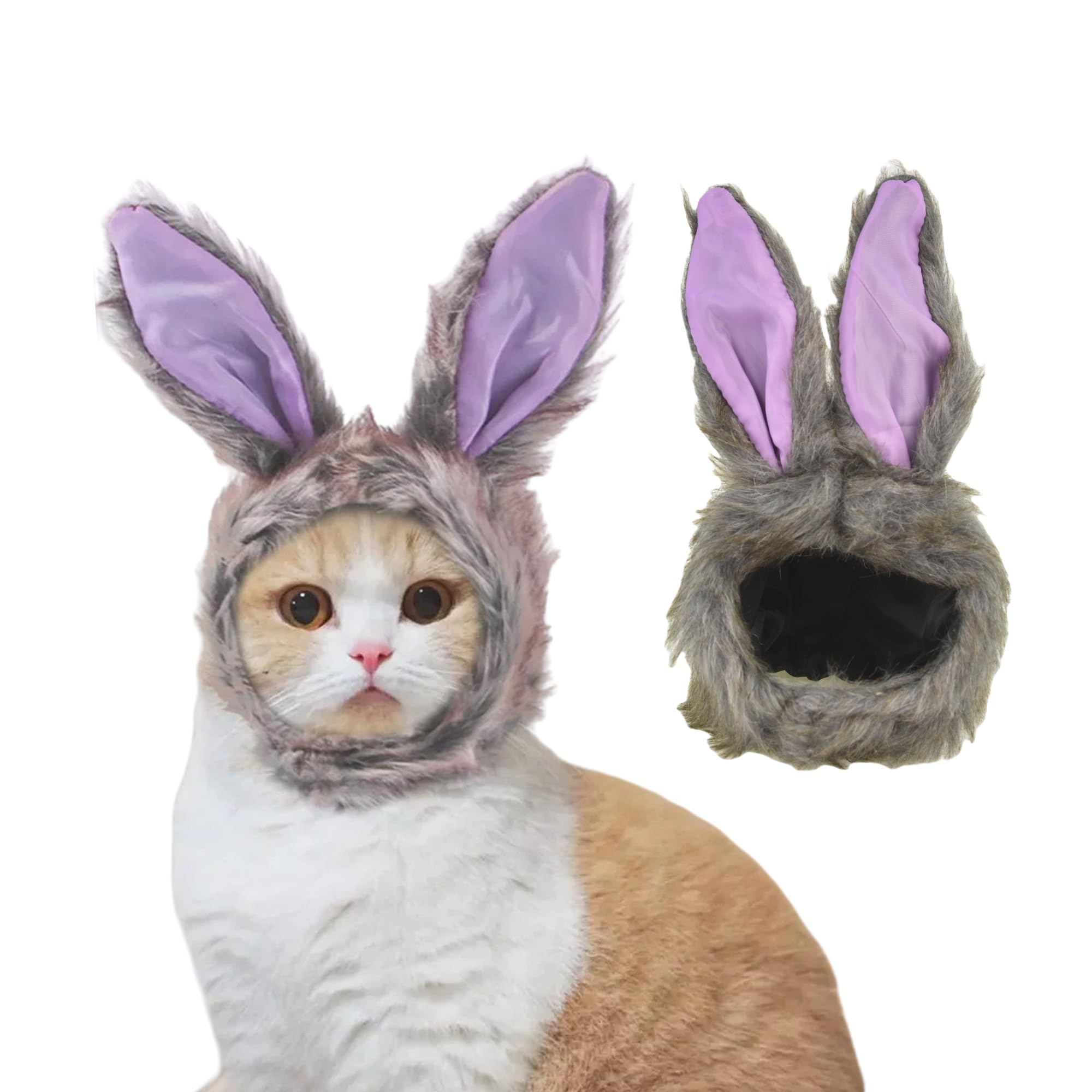 MuYaoPet Plush Cat Rabbit Ear Hat Dog Grey Bunny Headwear Headband ...