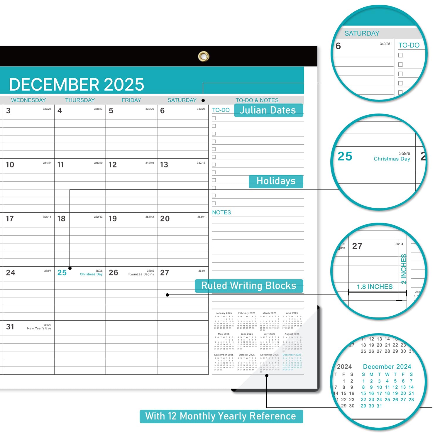 Mua 2025 Desk Calendar - 2025 Calendar from Jan. 2025 to Dec. 2025, 12 ...