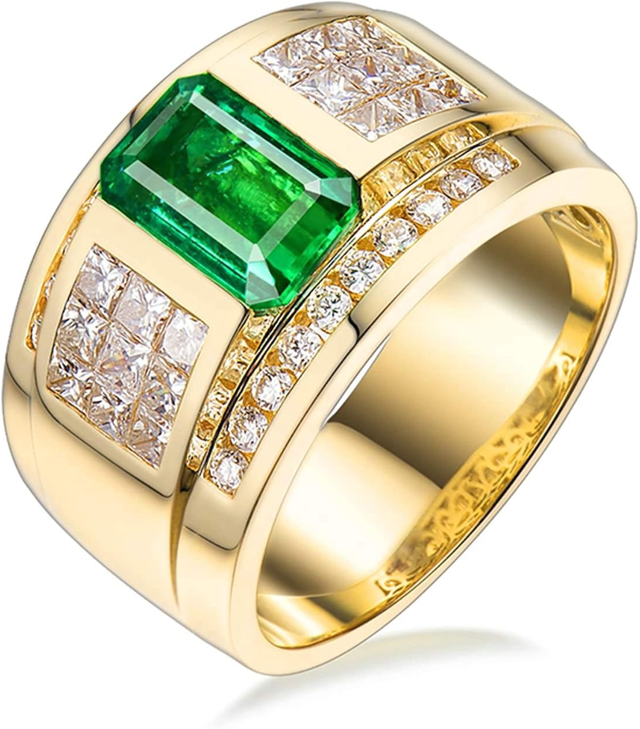 Daesar Anelli Oro Uomo 18K, Anello Uomo Fidanzamento Anello Smeraldo ...