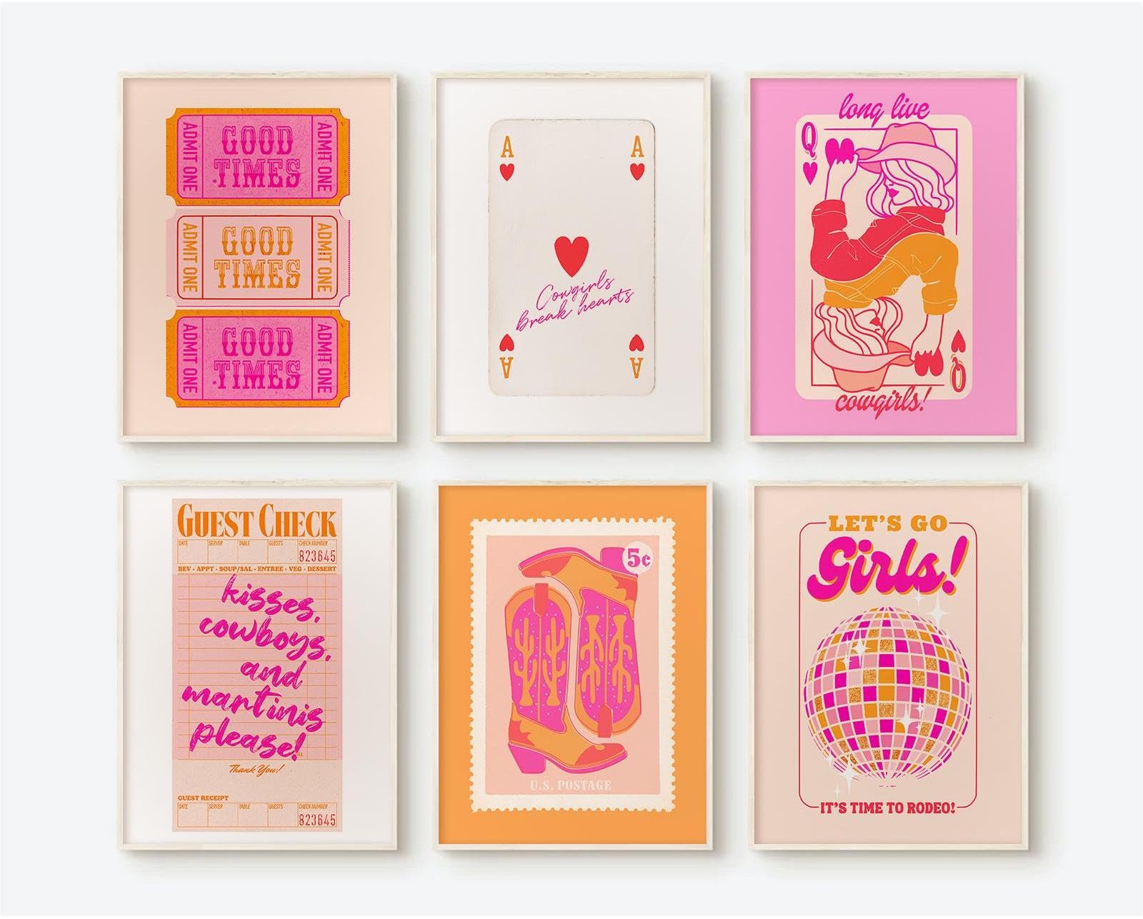 Hot Pink Wall Art Decor Trendy Aesthetic Pictures Preppy Funky Wall Art ...