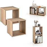 Amazon.com: SILKYDRY 2 Stackable Cubes Bookcase, Wooden Cubby Storage ...