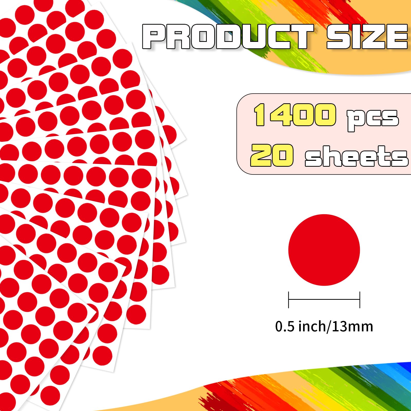 Starboling Dot Stickers,1/2 Inch Red Circle Stickers,1400pcs Self ...