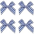 Amazon.com: VIVIQUEN Gingham Craft Ribbon Bows Mini Checkered Ribbon Flowers Appliques for ...