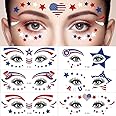 Amazon.com : 4th of July Temporary Tattoos Stickers Independence Day Face Tattoo 20 Sheets Flag ...