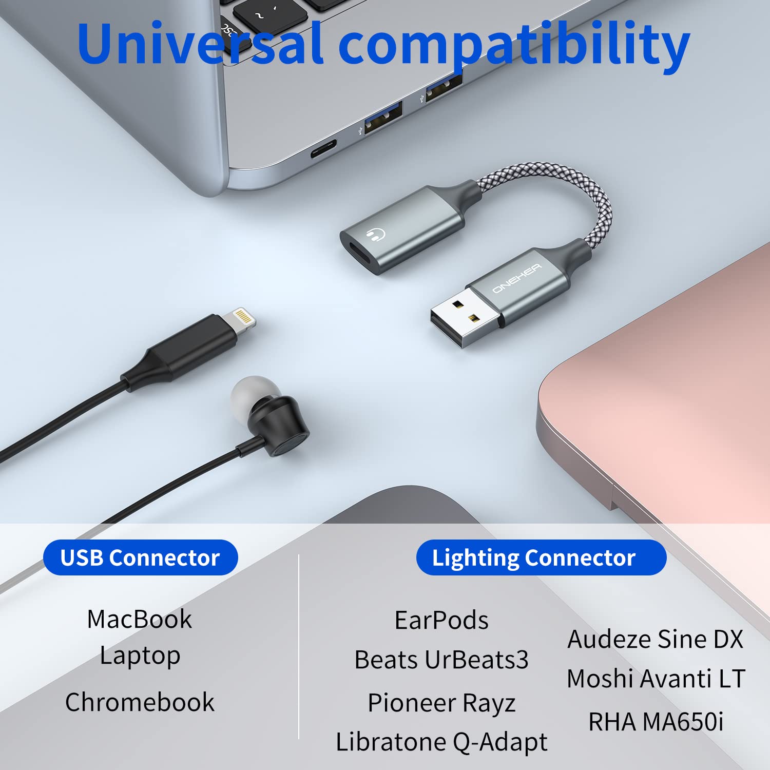 Mua USB A to Lighting Audio Adapter Cable, Nylon Braided USB Male to ...
