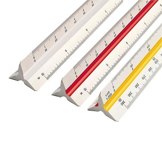 DAHSHA Triangle Scale Ruler, 30cm (12 Inch) Long Plastic Drafting Scale ...