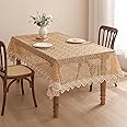 Amazon.com: Tootop Gold Tablecloth Lace Embroidered Floral Tulle Sheer ...