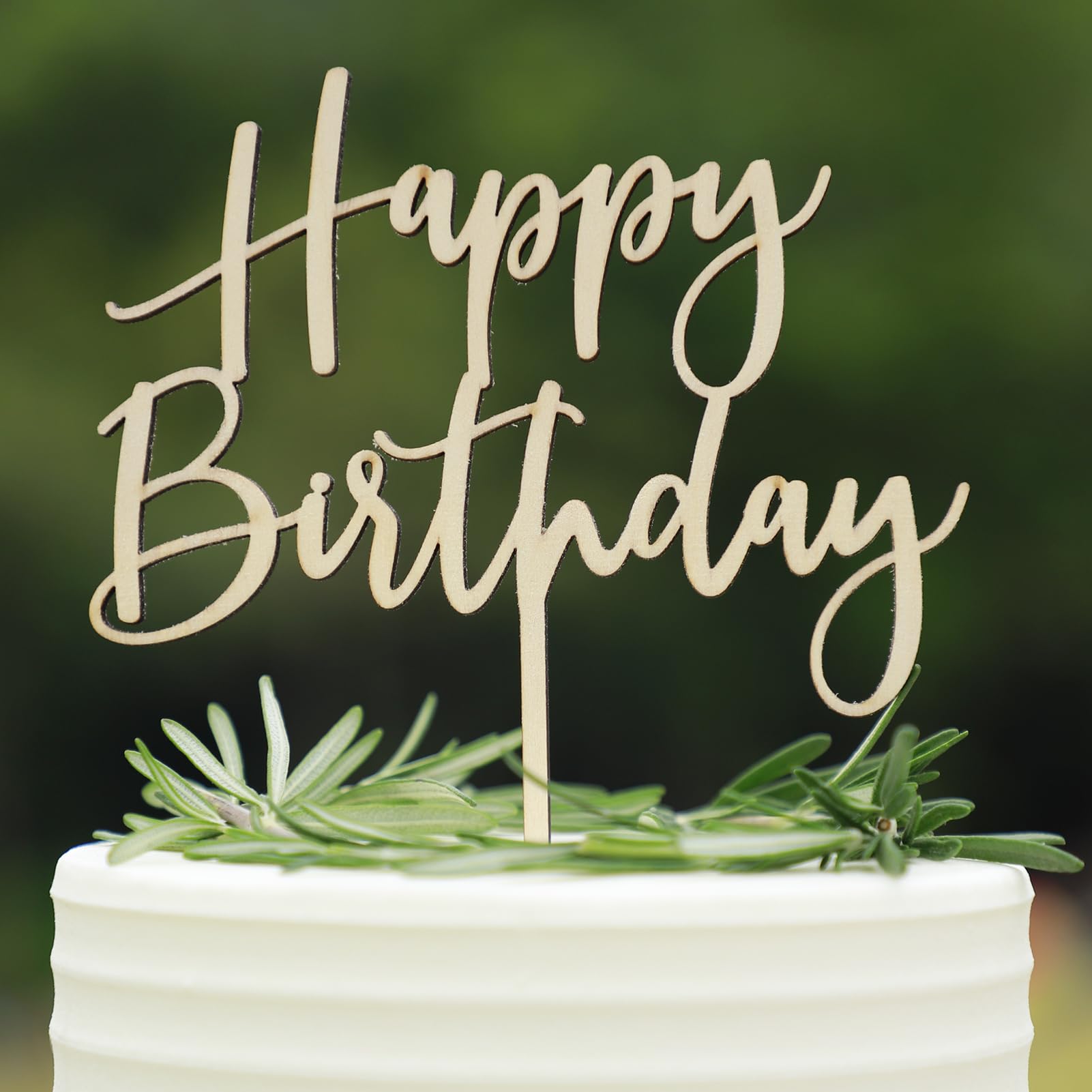 CC TOWN Wooden Happy Birthday Cake Toppers, Birthday Party Decoration ...