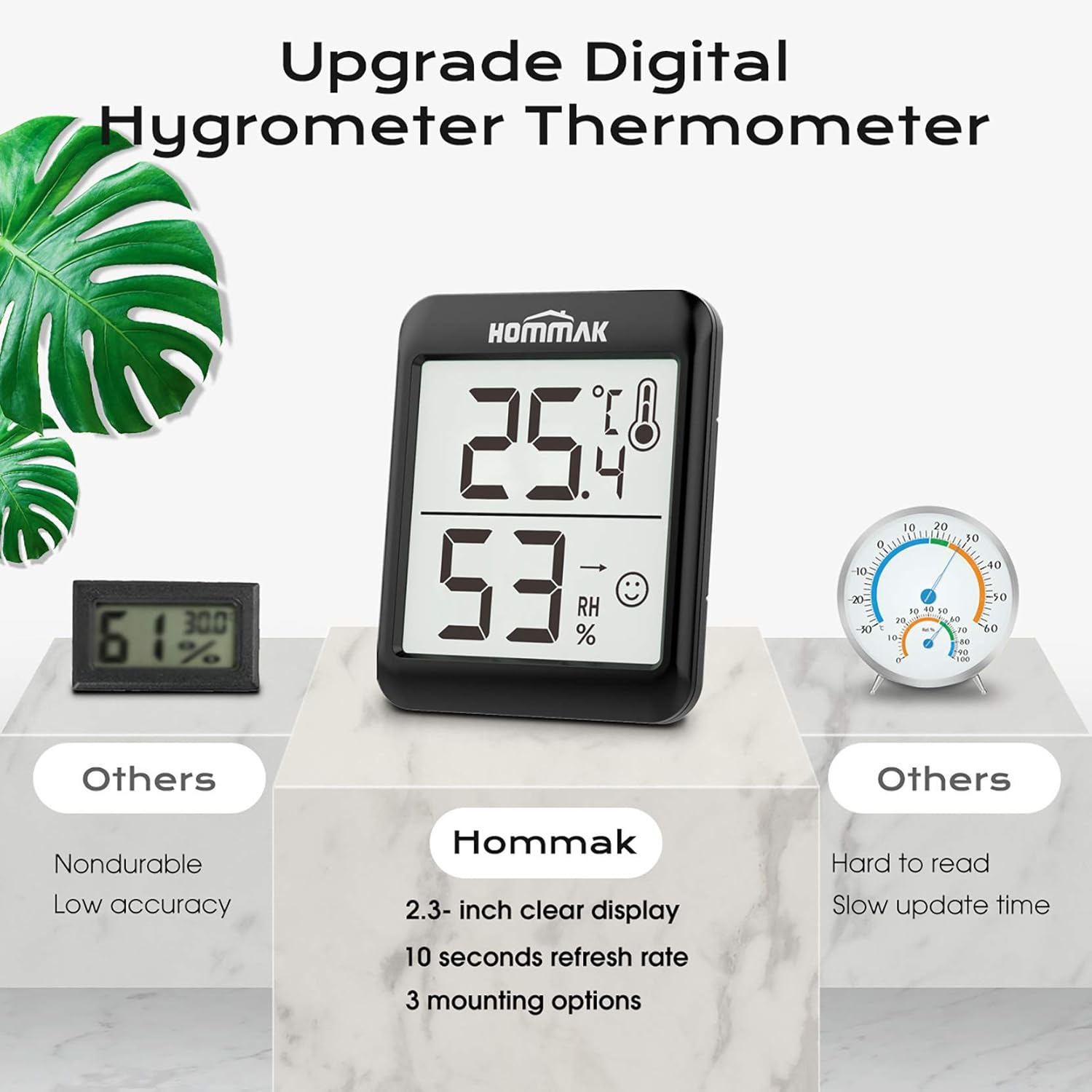 Hommak Room Thermometer Hygrometer, 2.3-inch Easy Reading Large Display ...