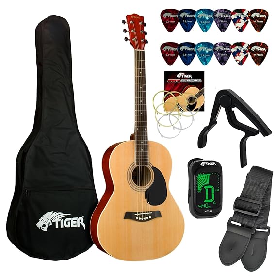 Tiger Beginners Acoustic Guitar Package - Natural: Amazon.co.uk ...