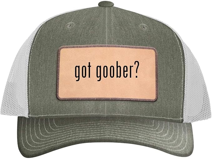 got Goober? - Leather Light Brown Patch Engraved Trucker Hat, Heather ...